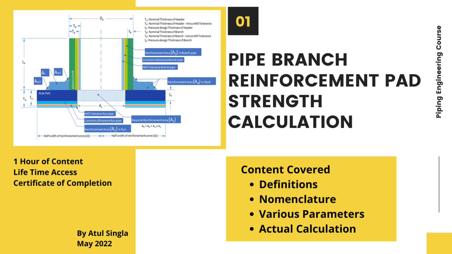 Reinforcement Pad Calculations for Pipe Branch: Piping Course - EPCLand